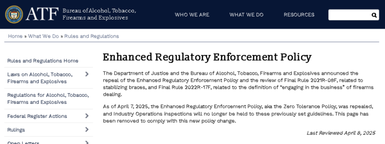 ATF Announces Significant Policy Changes Including Repeal of "Zero ...